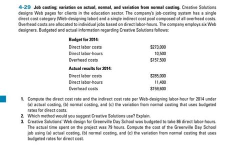 Solved 4 29 Job Costing Variation On Actual Normal And