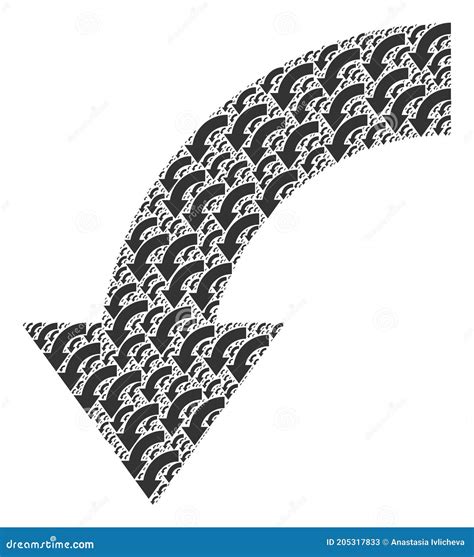 rotate down recursive mosaic of itself icons stock vector