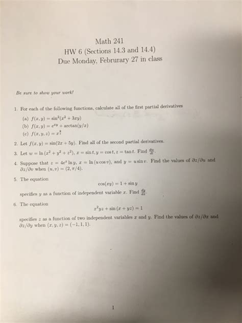 solved for each of the following functions calculate all of