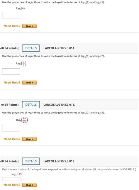 Solved Use The Properties Of Logarithms To Write The