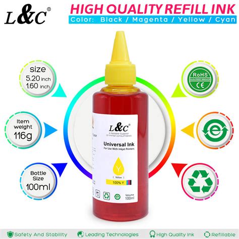 L C Dye Ink Uv Ink Ml Colors Universal Dye Ink For Inkjet Printers Ml Universal Refill