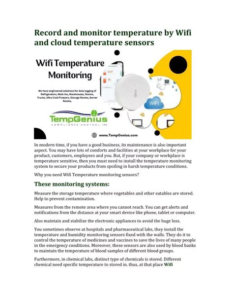 PPT Record And Monitor Temperature By Wifi And Cloud Temperature Sensors PowerPoint