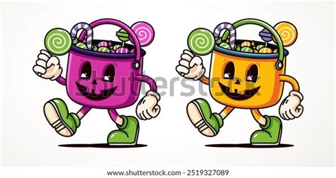 Walking Candy Bucket Retro Mascot Character Stock Vector Royalty Free 2519327089 Shutterstock