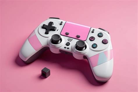 Premium Photo White Standard Game Controller Joystick Gamepad On A Pink Background With