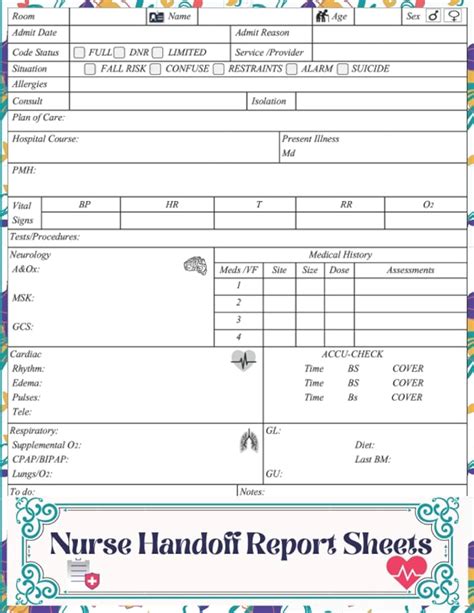 Nursing Charting Report Sheet