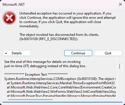 Microsoft Net Unhandled Exception Error Issue 28105 Microsoft