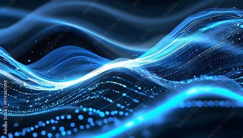 Illuminated Abstract Wave Pattern In Shades Of Blue Showcasing Dynamic