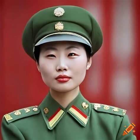 Close Up Portrait Of Chinese Women Soldiers In Uniform On Craiyon
