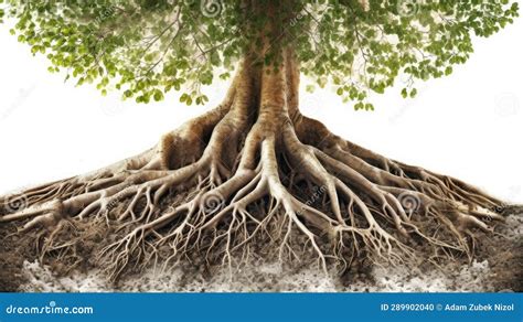 A Tree With Roots And Leaves Stock Illustration Illustration Of Outdoor Bark