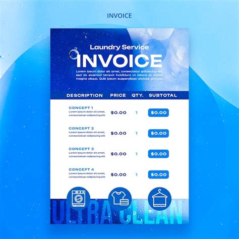 Premium Psd Laundry Service Invoice Template