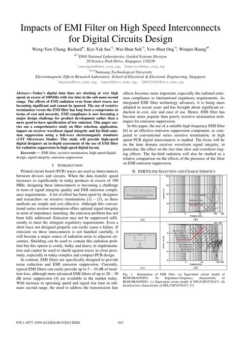 Pdf Impacts Of Emi Filter On High Speed Interconnects For Digital