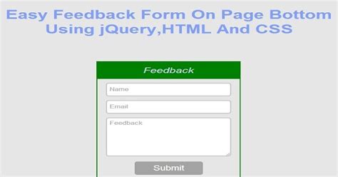 Easy Feedback Form On Page Bottom Using Jquery Html And Css