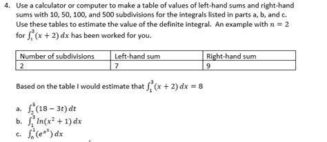 Solved Use A Calculator Or Computer To Make A Table Of