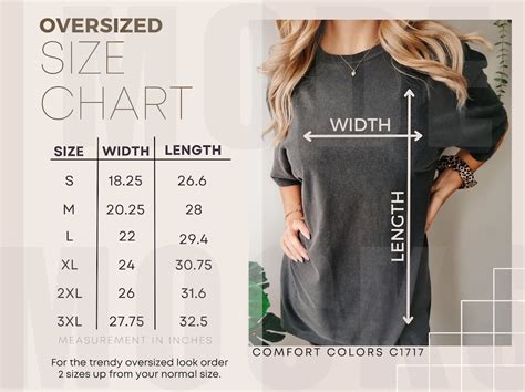 Comfort Colors C Shirt Size Chart Unisex Tshirt Size Chart Model Mockup Sizing Pepper