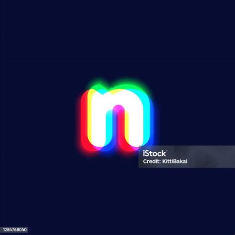 글꼴 세트 벡터 일러스트레이션의 사실적인 색수차 문자 N 0명에 대한 스톡 벡터 아트 및 기타 이미지 0명 깨짐 데스크탑 컴퓨터 Istock
