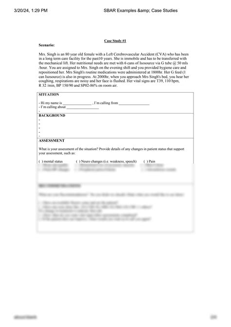 Solution Sbar Examples Studypool