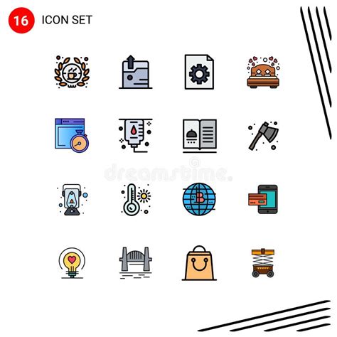 Set Of 16 Vector Flat Color Filled Lines On Grid For Computing Brower Document File Love