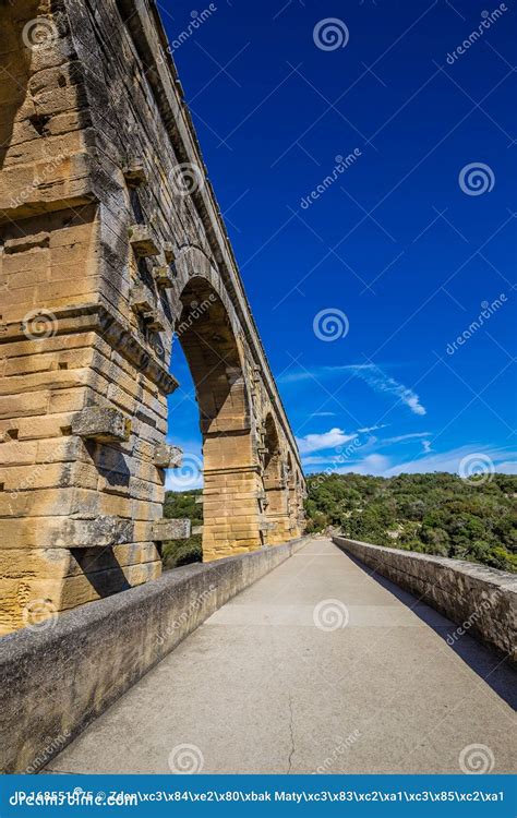 Roman Aqueduct Pont Du Gard Nimes France Stock Image Image Of