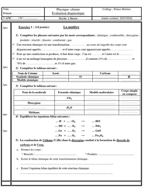 Evaluation Diagnostique 3apic Pdf