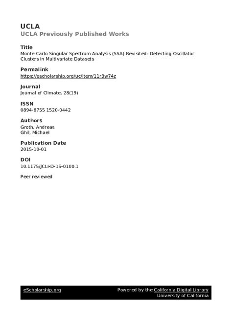 pdf monte carlo singular spectrum analysis ssa revisited detecting