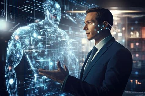 Businessman Showing Graphics Ai Chat Application A Digital Chatbot Assistant Robotic Smart