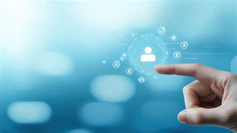 Hand Interacting With Futuristic Blue Interface Button Seamless