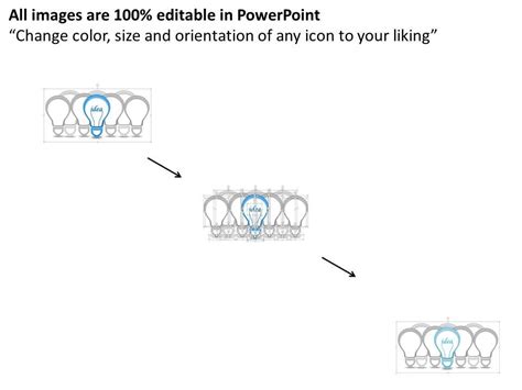 Multiple Bulbs With One Unique Blue Bulb For Idea Generation PowerPoint Template