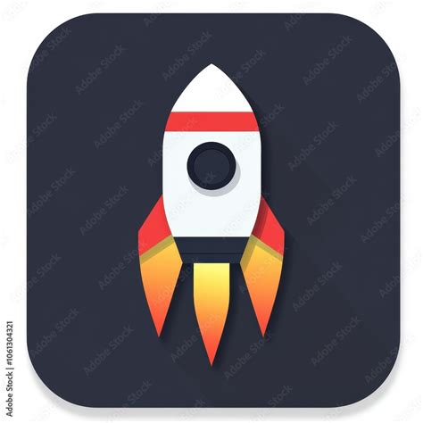 This Image Features A Simple And Modern App Icon Design Depicting A Rocket Ideal For Business