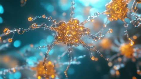 Close Up View Of Neurons With Glowing Connections Showcasing Neural Networks And Communication