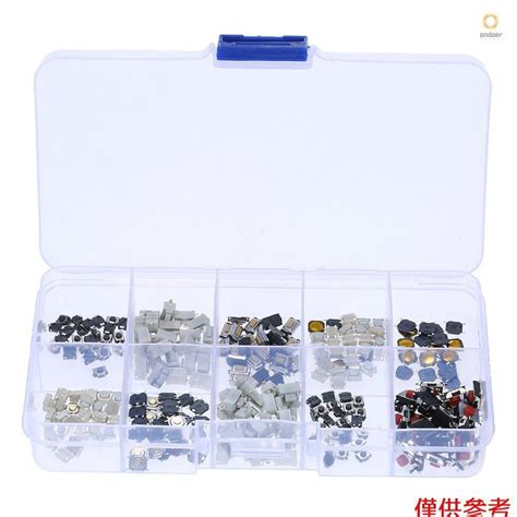 250pcs 10 Value Tactile Push Button Switch Micro Momentary Tact Assortment Kit With Clear