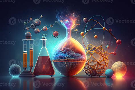 Science Background Illustration Scientific Design Flasks Glass And Chemistry Physics