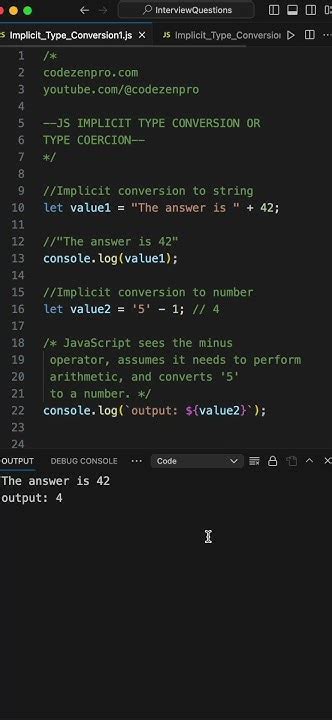Js Implicit Type Conversion Type Coercion Typeconversion Codinginterview Javascript Youtube