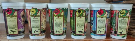 Jurassic Park Mcdonalds Dinosaur Cup Lot Complete Set Of 6 Coca Cola