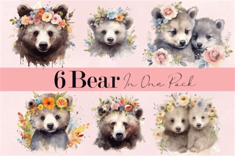 Watercolor Bear Pack Pngs Graphic By Gfx · Creative Fabrica
