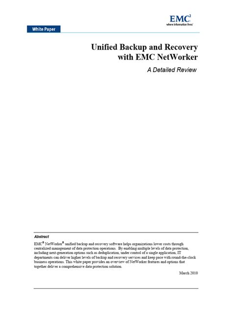 Networker Backup And Recovery Wp Pdf Backup Computer Data Storage