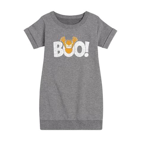 Garfield Garfield Boo Graphic Short Sleeve Fleece Dress Heather Grey