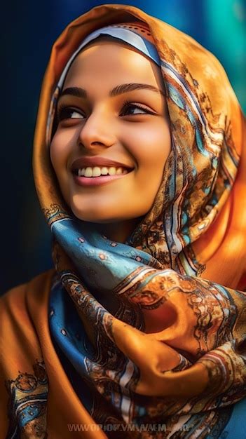 Premium Ai Image A Woman Wearing A Scarf And Smiling Generative Ai Image