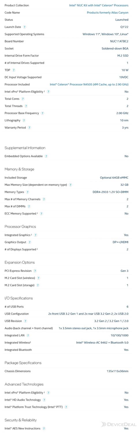 Intel NUC Essential Kit Barebone Mini PC Celeron N DeviceDeal