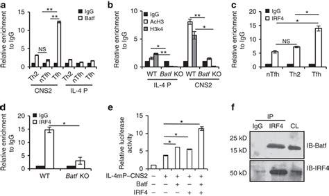 Batf And Irf4 Regulate Il 4 Expression In Tfh Cells Through The Cns2