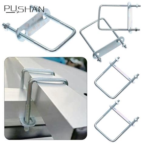 Pushan 2 ชุดท่อ U Clamp สกรูมุมขวา U Bolt แคลมป์สี่เหลี่ยม M6 พร้อม Baffle Iron Squa Bolt