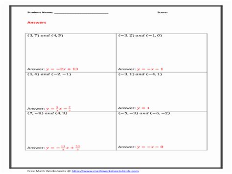 Writing Equations Of Lines Worksheet Chessmuseum Template Library