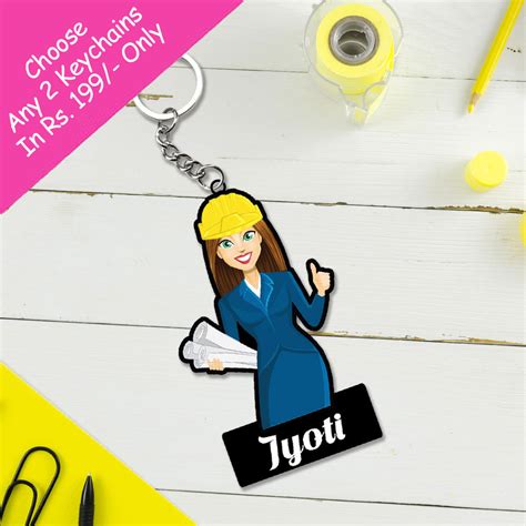 Engineer Keychain For Women With Name Love Craft T