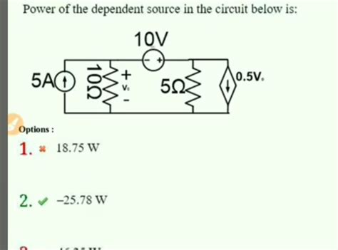 Calculate The Power Of The Dependent Source In The Given Circuit A 5 A