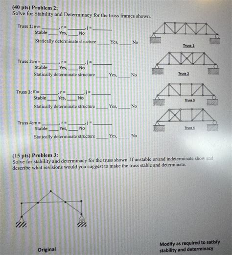 Solved 40 Pts Problem 2 Solve For Stability And Determinacy For