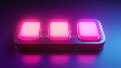 Three Illuminated Square Buttons On A Black Panel Stock Illustration