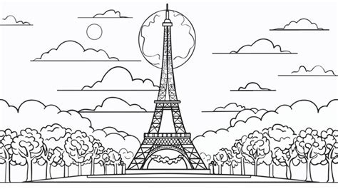 Single One Line Drawing Of Eiffel Tower Landmark Premium Ai Generated Vector