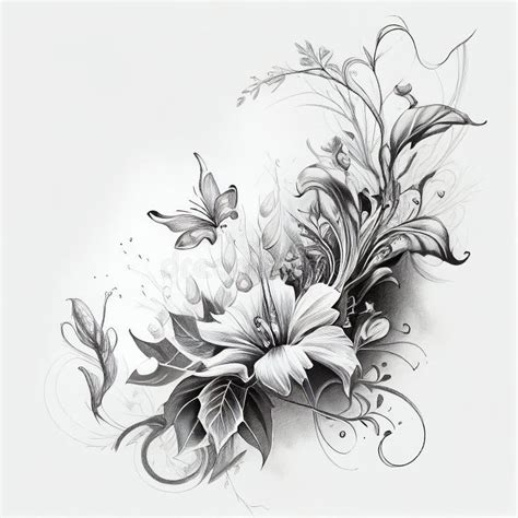 Tattoo Pattern On White Background Generative Ai Stock Illustration Illustration Of Floral