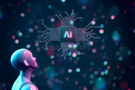 concetto di intelligenza artificiale con androide fotografia stock immagine di concetto