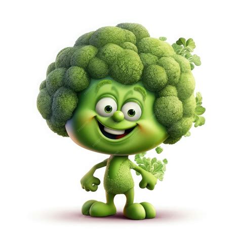 Ilustración 3d Del Personaje De Brócoli Que Se Dibuja En Estilo De