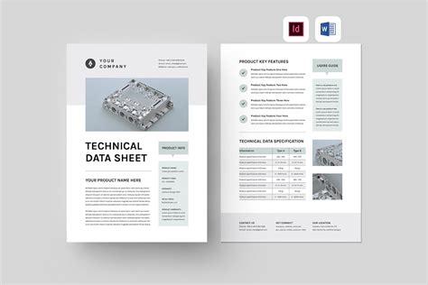 Technical Data Sheet Template Microsoft Word Adobe Indesign